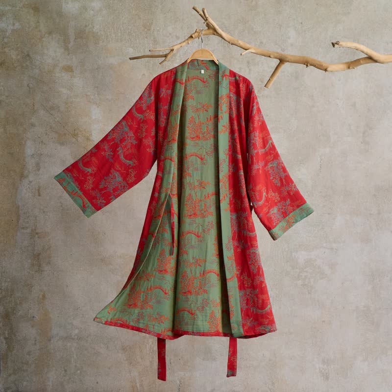 Oriental Bridge & Tree Cotton Kimono Robe – eu.ownkoti